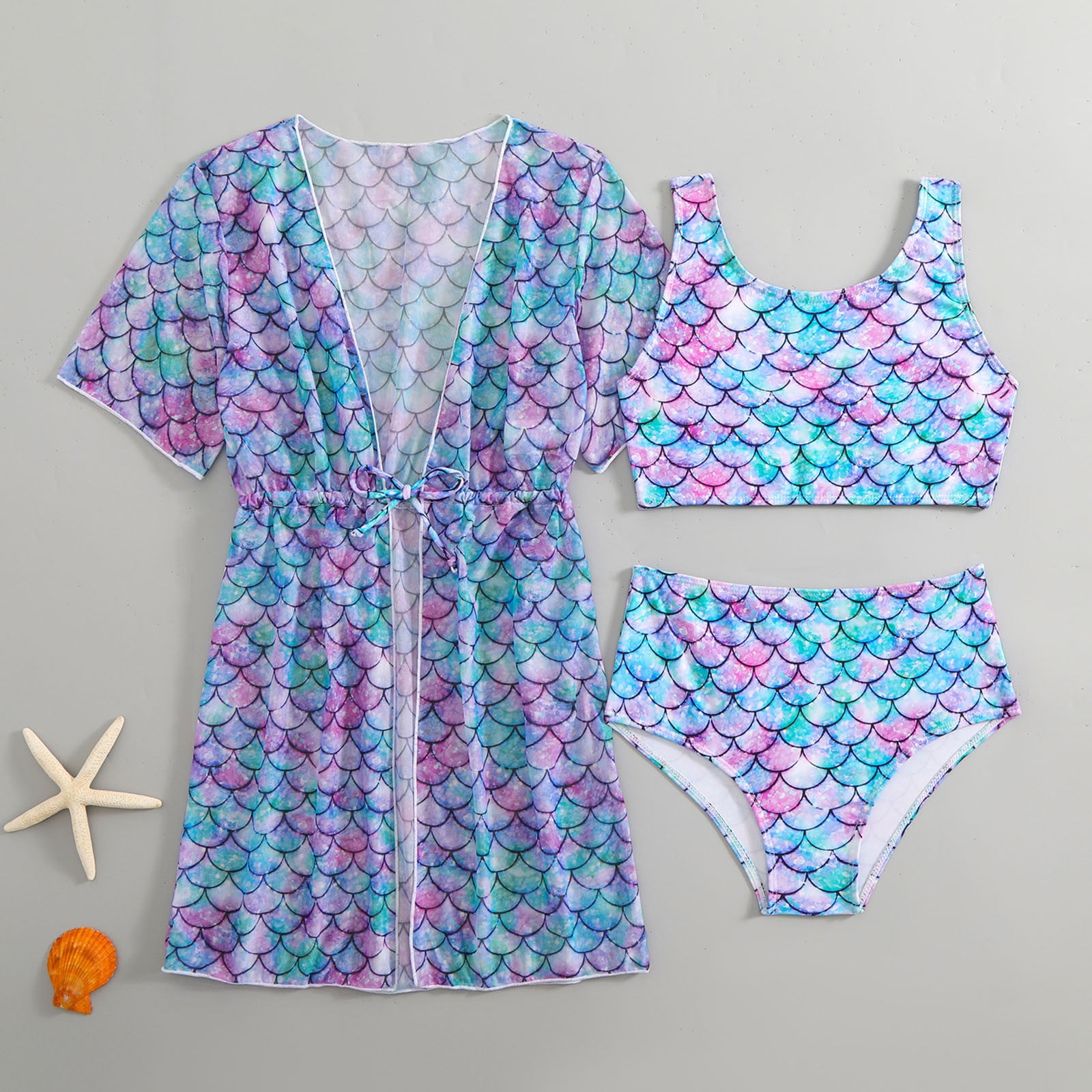 Ulitacool Summer Girls Swimsuit Swimwear 3 Piece Floral Print Separates ...