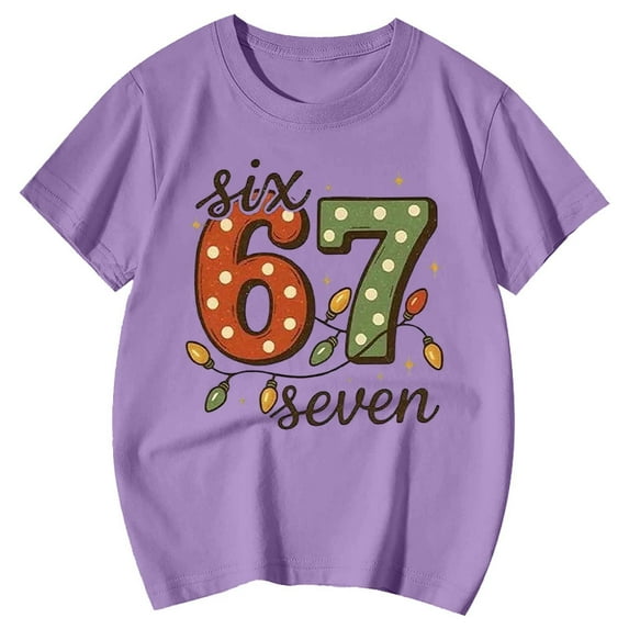 Ulitacool Tee For Girls Round Neck Blouse Short Sleeve T Shirt Letter ...