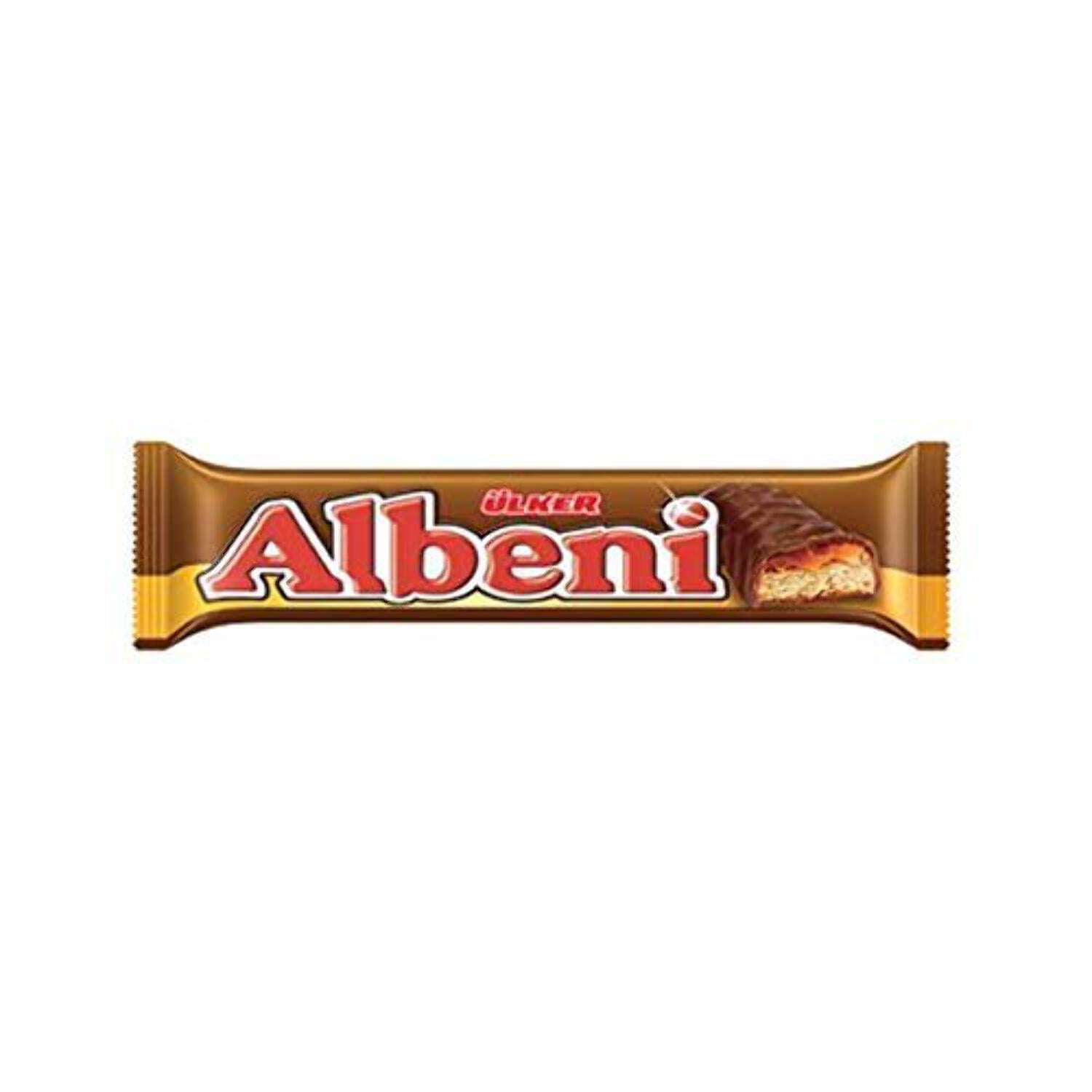 Ulker Albeni Milk Chocolate Coated Bar w Caramel and Biscuit 48 Count ...