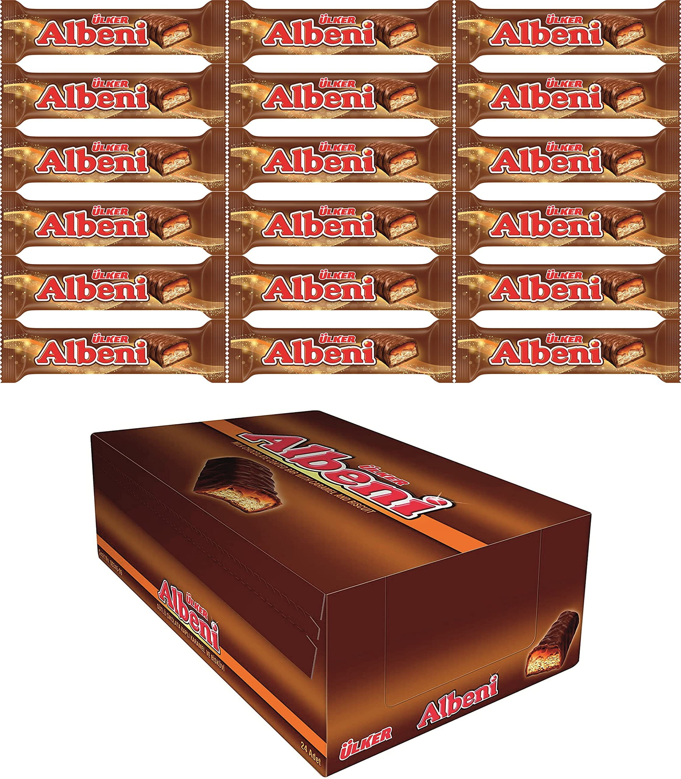 Ulker Albeni Milk Chocolate Coated Bar w Caramel and Biscuit (Pack of ...