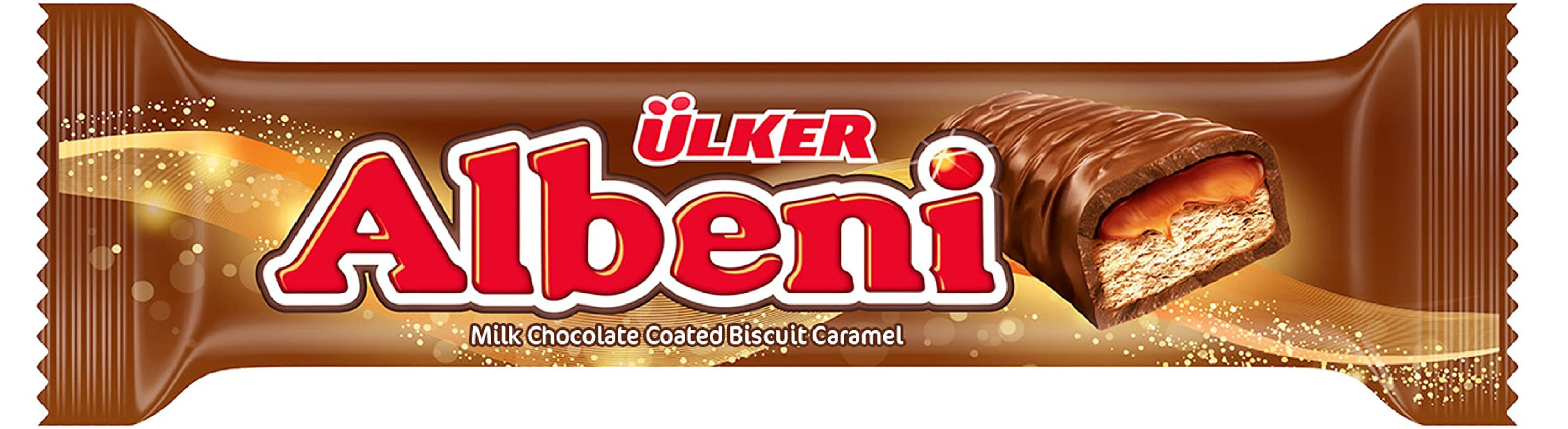 Ulker Albeni Milk Chocolate Coated Bar w Caramel and Biscuit (Pack of ...