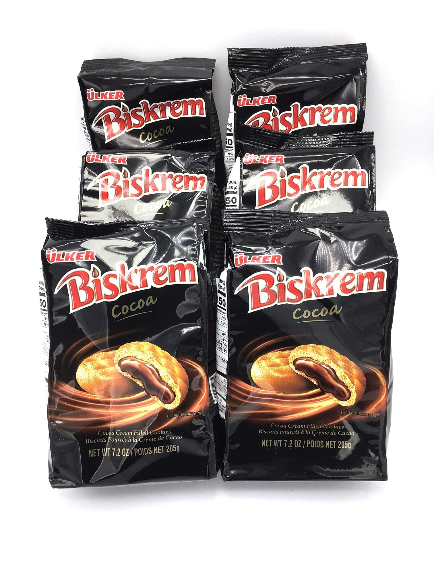 Ulker Biskrem 7.02oz each Pack of 6 Cocoa Cream Filled Cookies ( 205gr ...