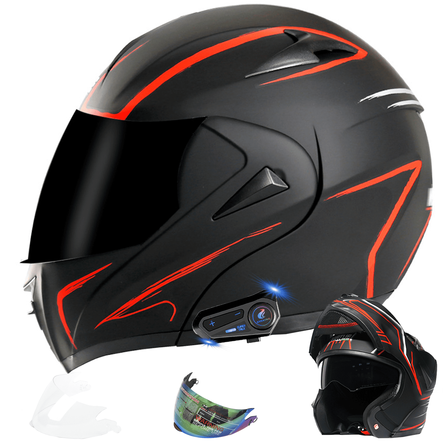 Ull Face Modular Motorcycle Helmet,DOT Approved Dual Visor Full Face ...