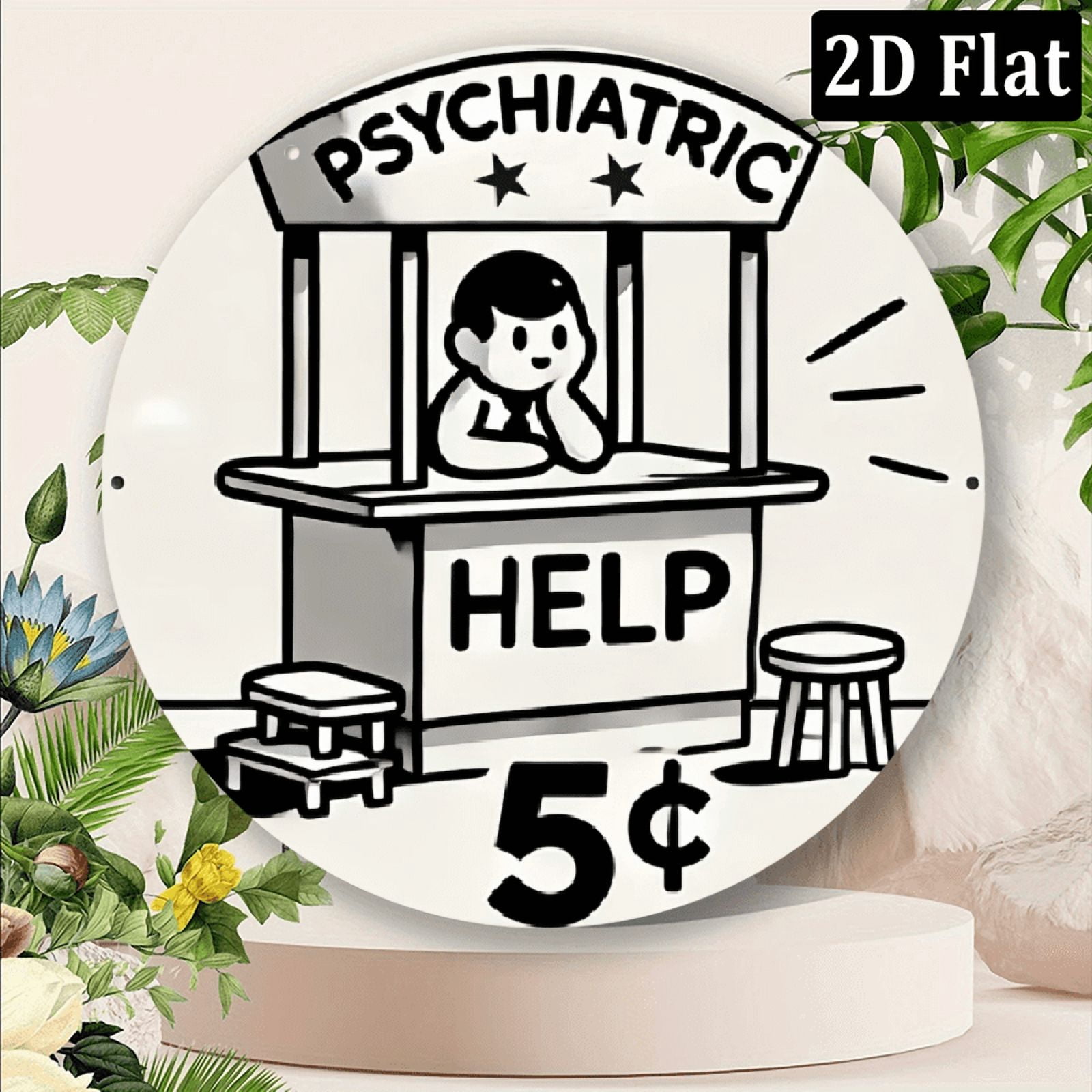 Ullo0ord 1pc Psychiatric Help 5$ Round Aluminum Sign, Vintage Style ...