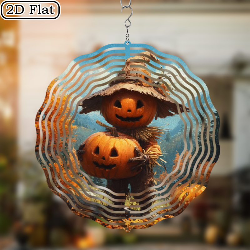 Ullo0ord 2D Flat 10 Inch Double-Sided Metal Wind Chime Spooky Halloween ...