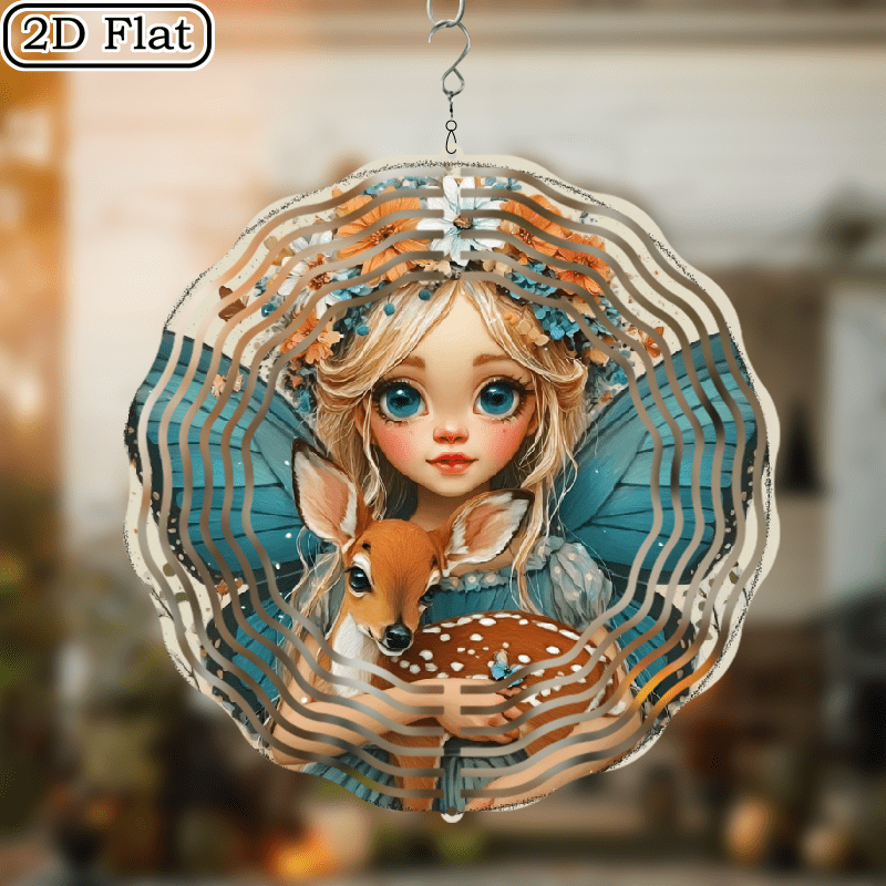 Ullo0ord 2D Flat 10 Inch Rotating Wind Chime, Powered by Wind Without ...