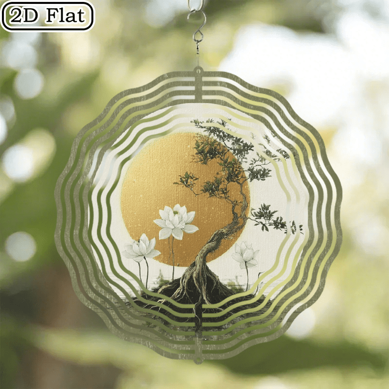 Ullo0ord 2D Flat 1pc 10-Inch Hanging Wind Chime, Chinese Ink Painting a ...