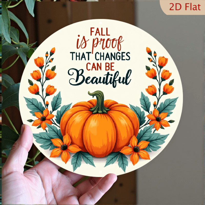 Ullo0ord 2D Flat, 1pc Fall Pumpkin Floral Metal Wall Art Decor - "Fall ...