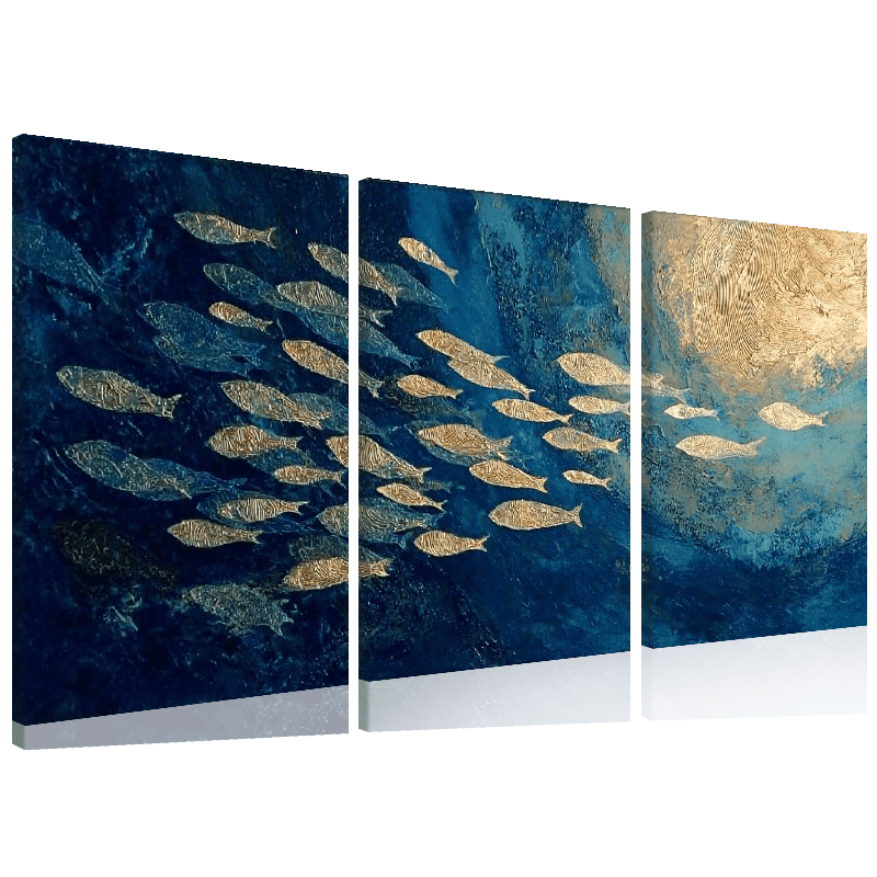Ullo0ord 2D Large Frame Abstract Ocean Canvas Wall Art - Blue and ...
