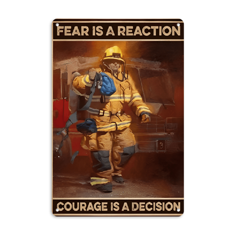 Ullo0ord 8x12 IN Tin Signs for Man Cave Firefighter Poster Fear Is A ...