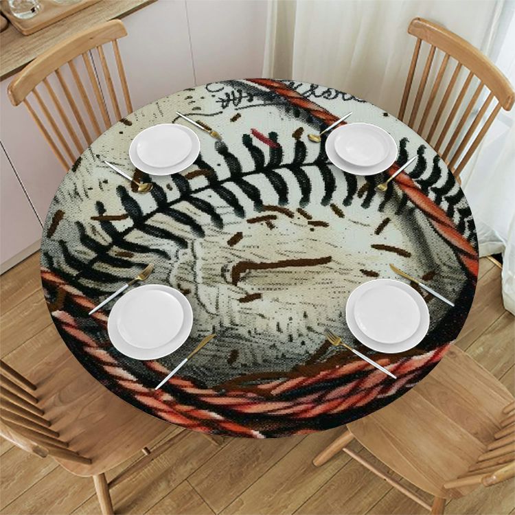 Ullo0ord Abstract Round Fitted Tablecloth Fitted Table Cloth for Round ...