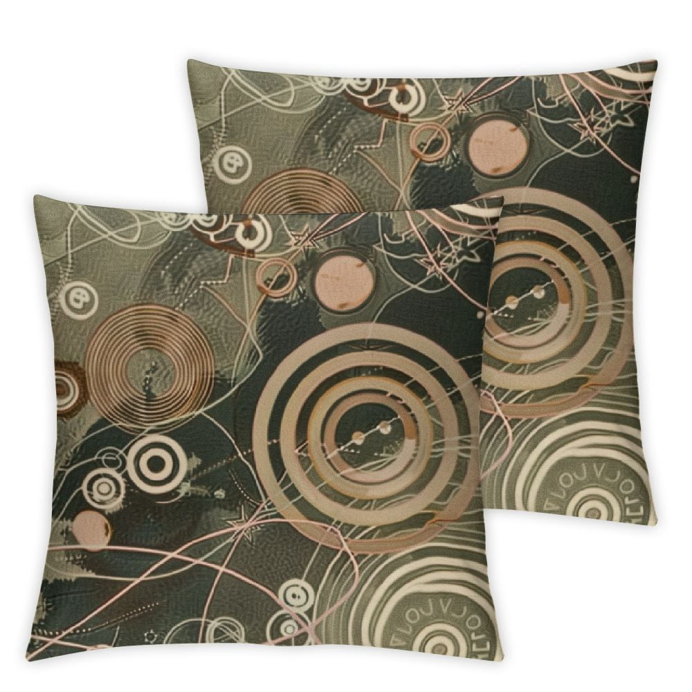 Ullo0ord Abstract Throw Pillow Cover Circles and Lines Composition Hand ...