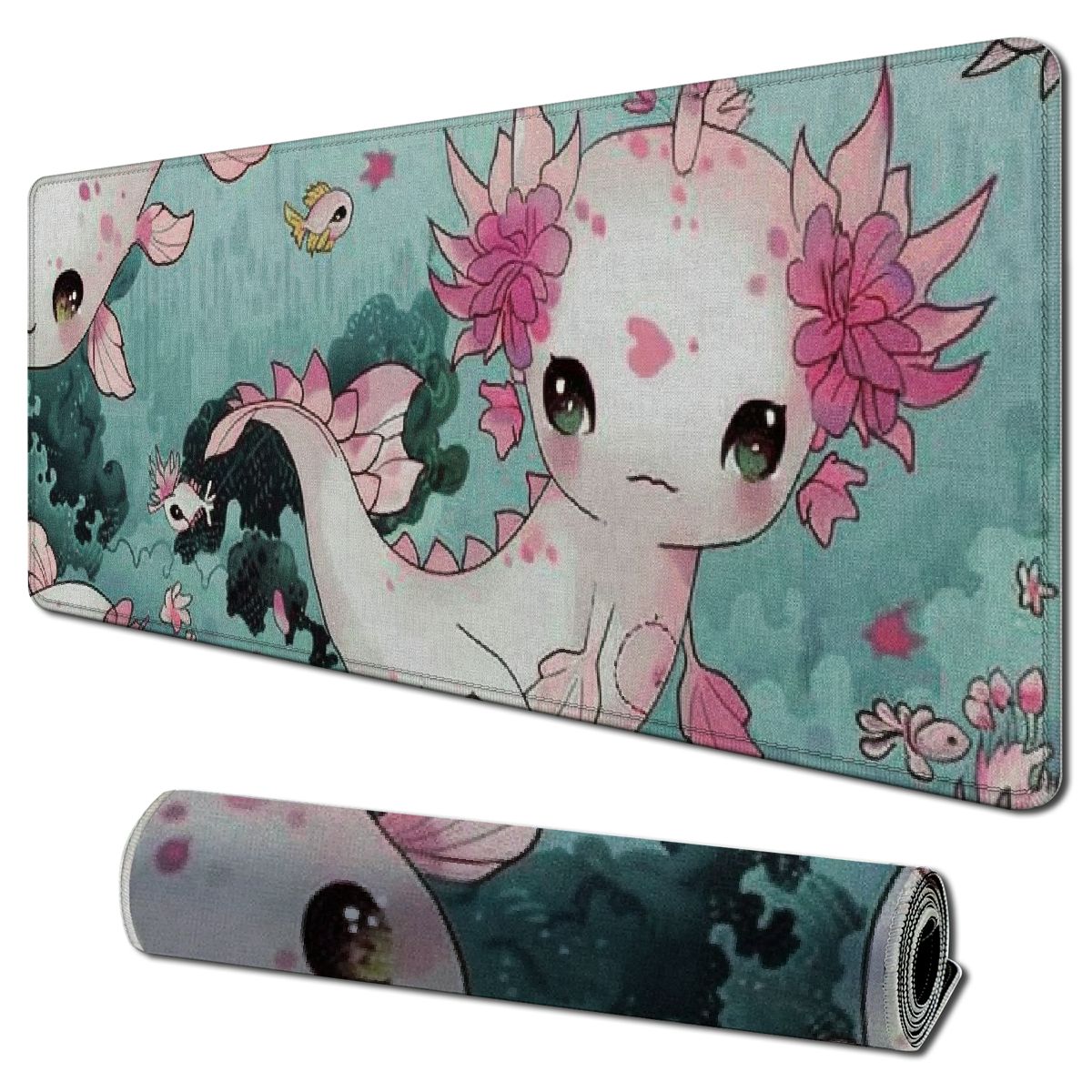 Ullo0ord Axolotl and Flowers Gaming Mouse Pad Large Mousepad Extended ...