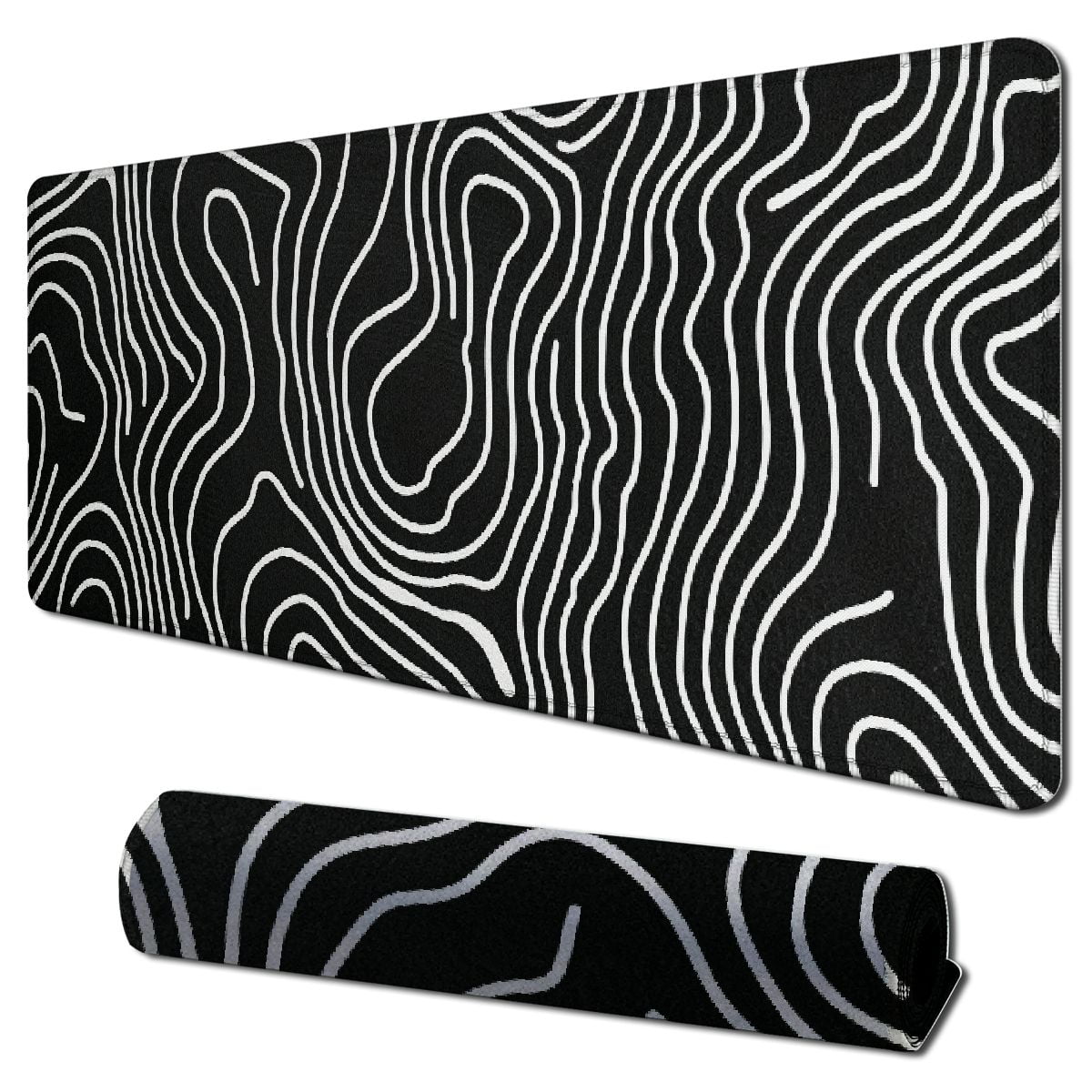 Ullo0ord Black Topography Contour Gaming Mouse Pad Large Anime ...
