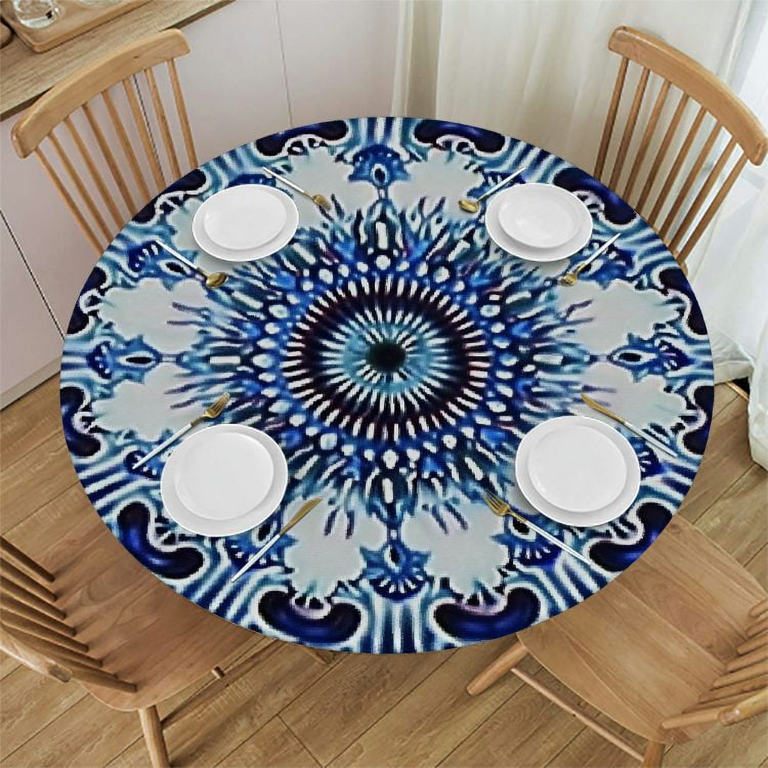 Ullo0ord Bohemian Mandala Round Elastic Tablecloth Edge Fitted Table ...