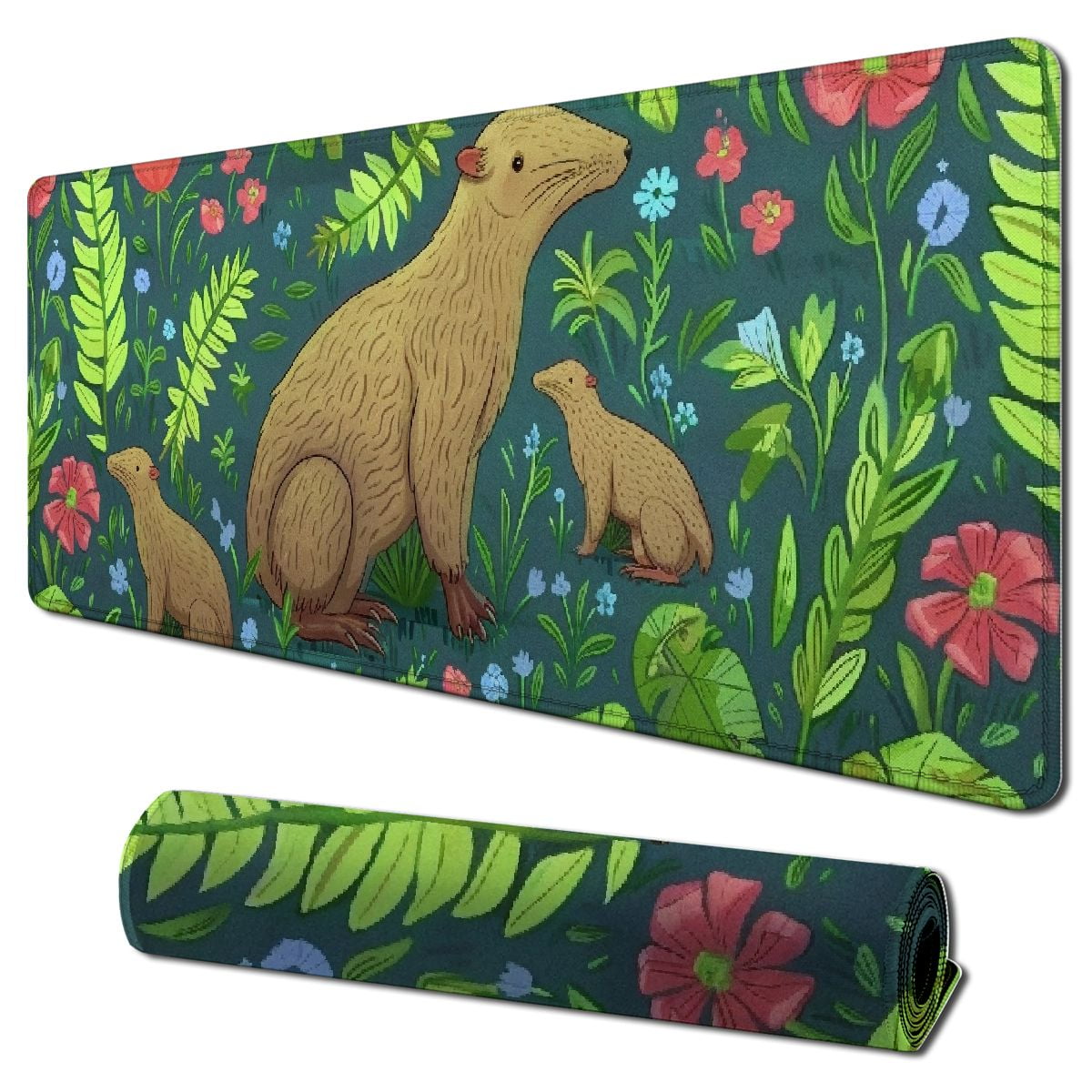 Ullo0ord Capybaras an D Cactus Plants Computer Mouse Mat Desk Pad Large ...