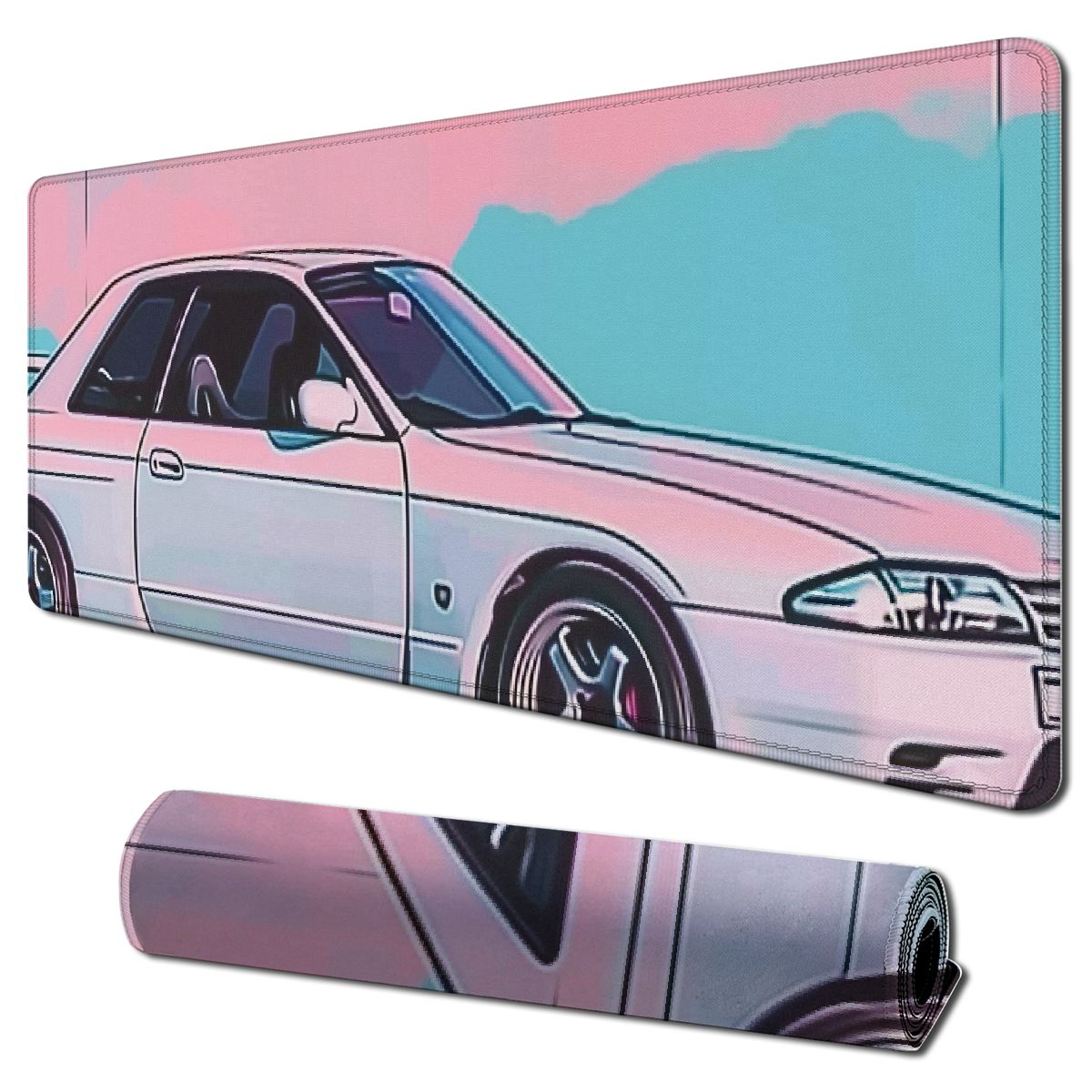 Ullo0ord Car Large Mouse Pad Japanese Cars Sport Car Pink Pastel Desk ...