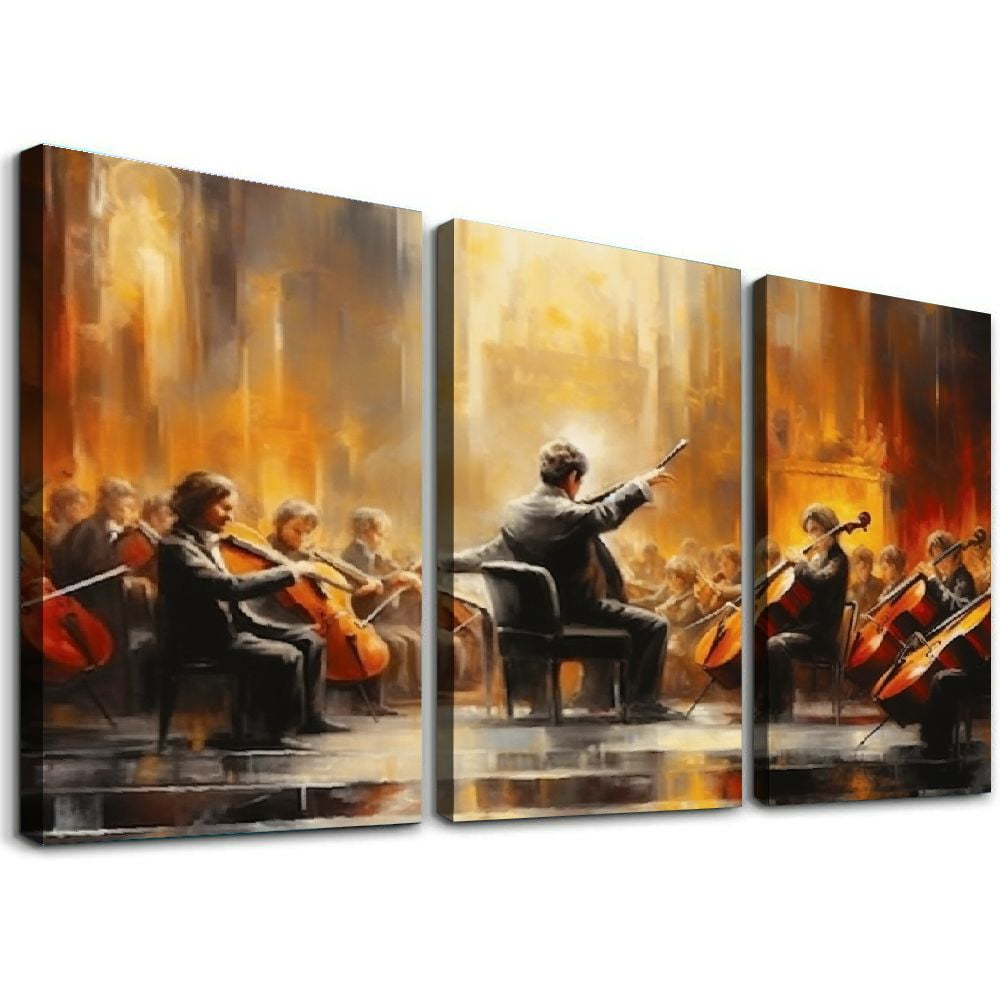 Ullo0ord Classical Music Wall Art - Abstract Orchestra Paintings ...