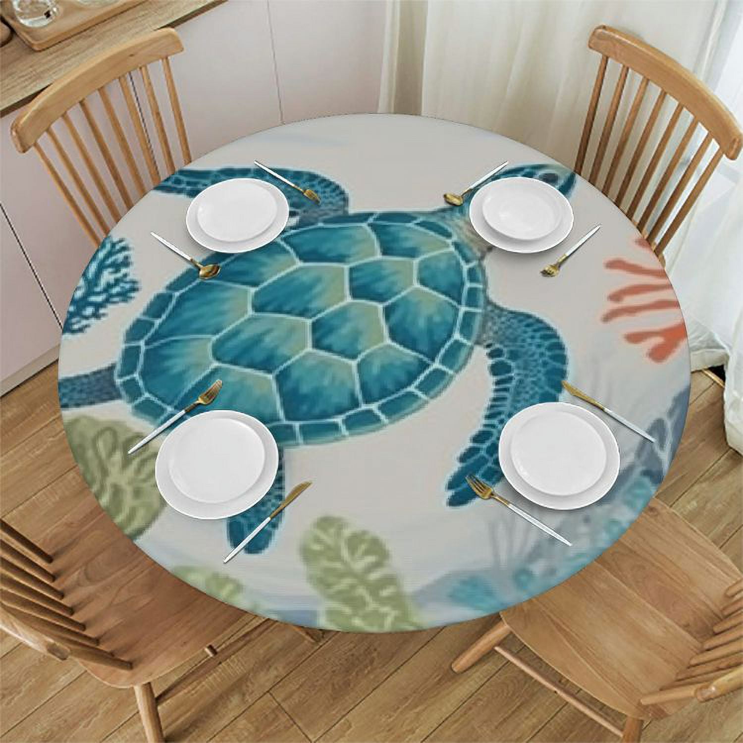 Ullo0ord Coastal Tablecloth, Beach Nautical Ocean Starfish Seashell ...