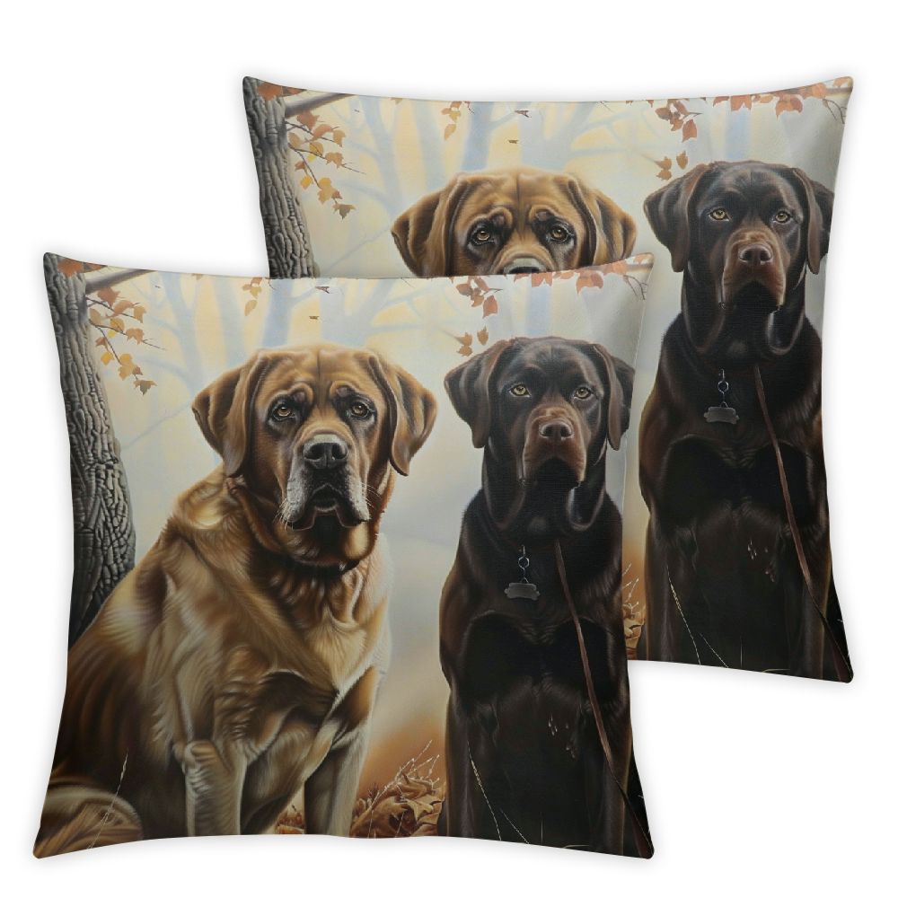 Ullo0ord Collection Pillow Set Three Dogs Pillow Case Black White Brown ...