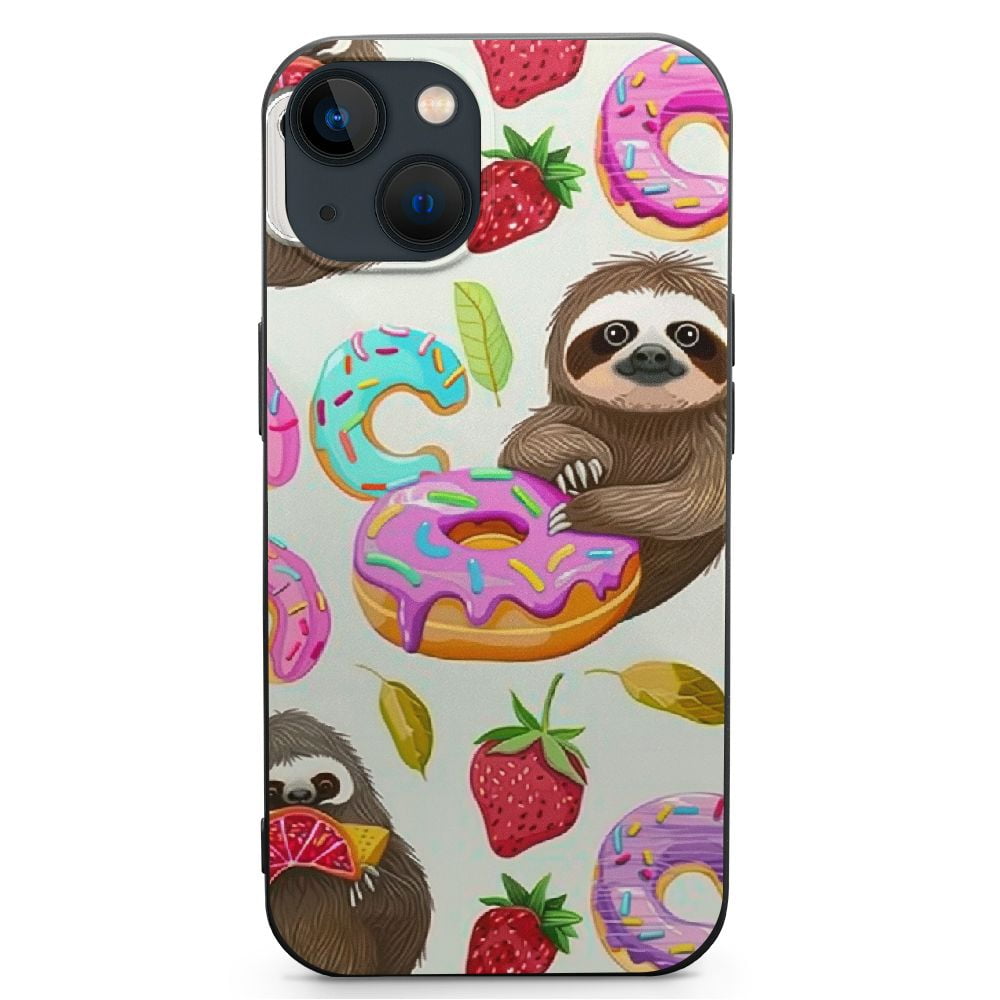 Ullo0ord Compatible for iPhone 13 , Cute Sloth Style with Donut Fruits ...