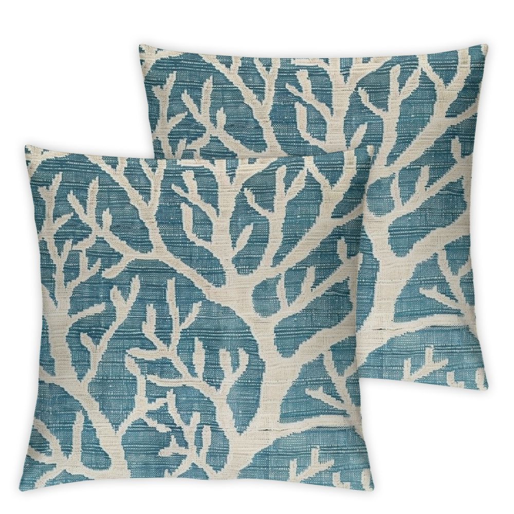 Ullo0ord Coral Couch Pillow Cover Decor Square Linen Cushion Case Sofa ...