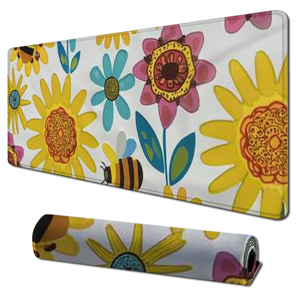 Ullo0ord Cute Cartoon Bees and Sunflowers Large Gaming Mouse Pad Big ...