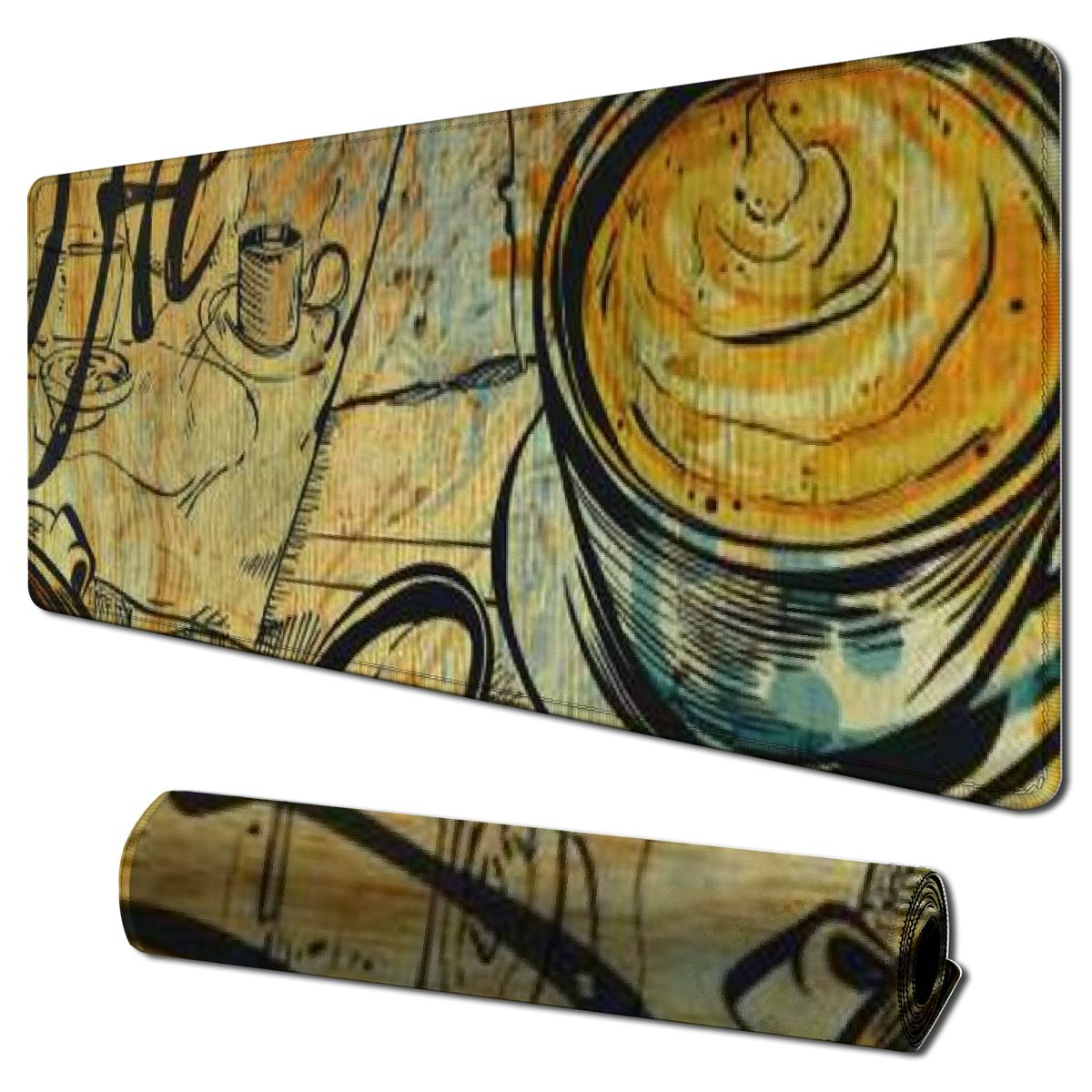 Ullo0ord Cute Desk Mat Coffee Vintage Mouse Pad,Extended Large Gaming ...