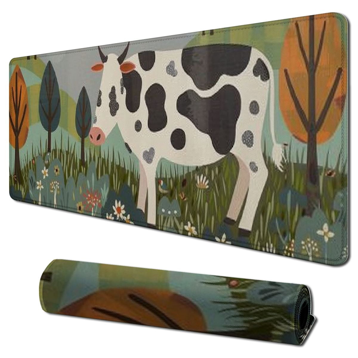 Ullo0ord Cute Farm Animals Cow Computer Desk Pad Large Mouse Pad Non ...