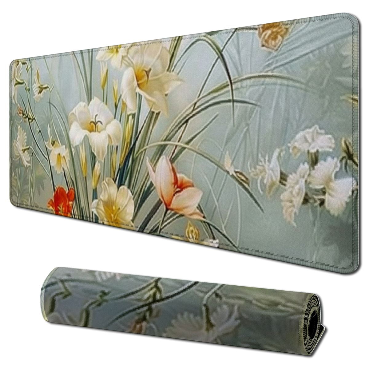 Ullo0ord Cute Flowers Beige Aesthetic Sage Large Mouse Pads Non-Slip ...