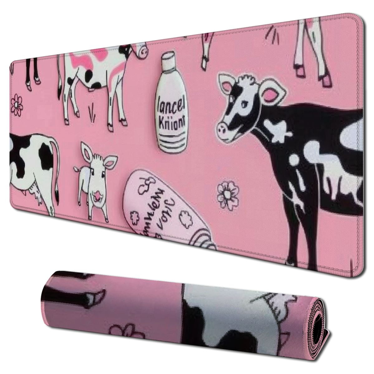 Ullo0ord Cute Milk Cow Pattern Desk Mat,Mousepad Waterproof Mouse Mat ...