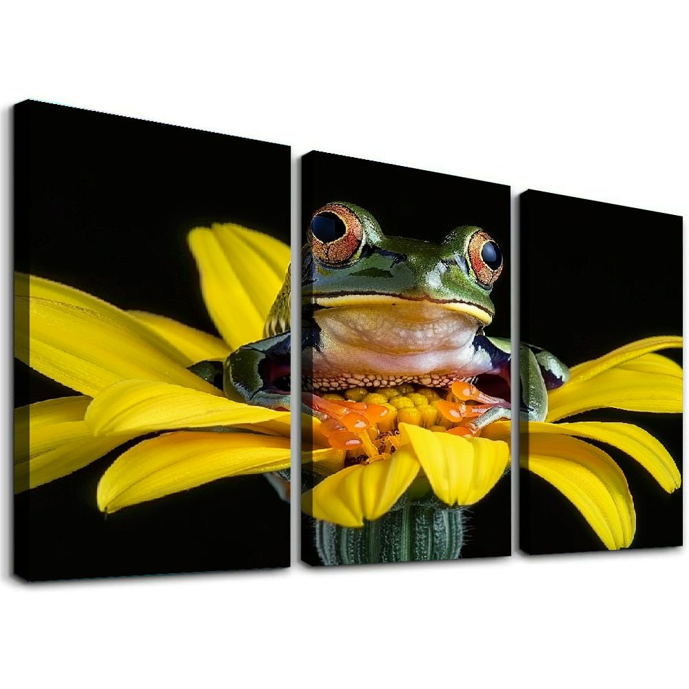 Ullo0ord Cute big eyed frog animal frog in flower Poster Decorative ...
