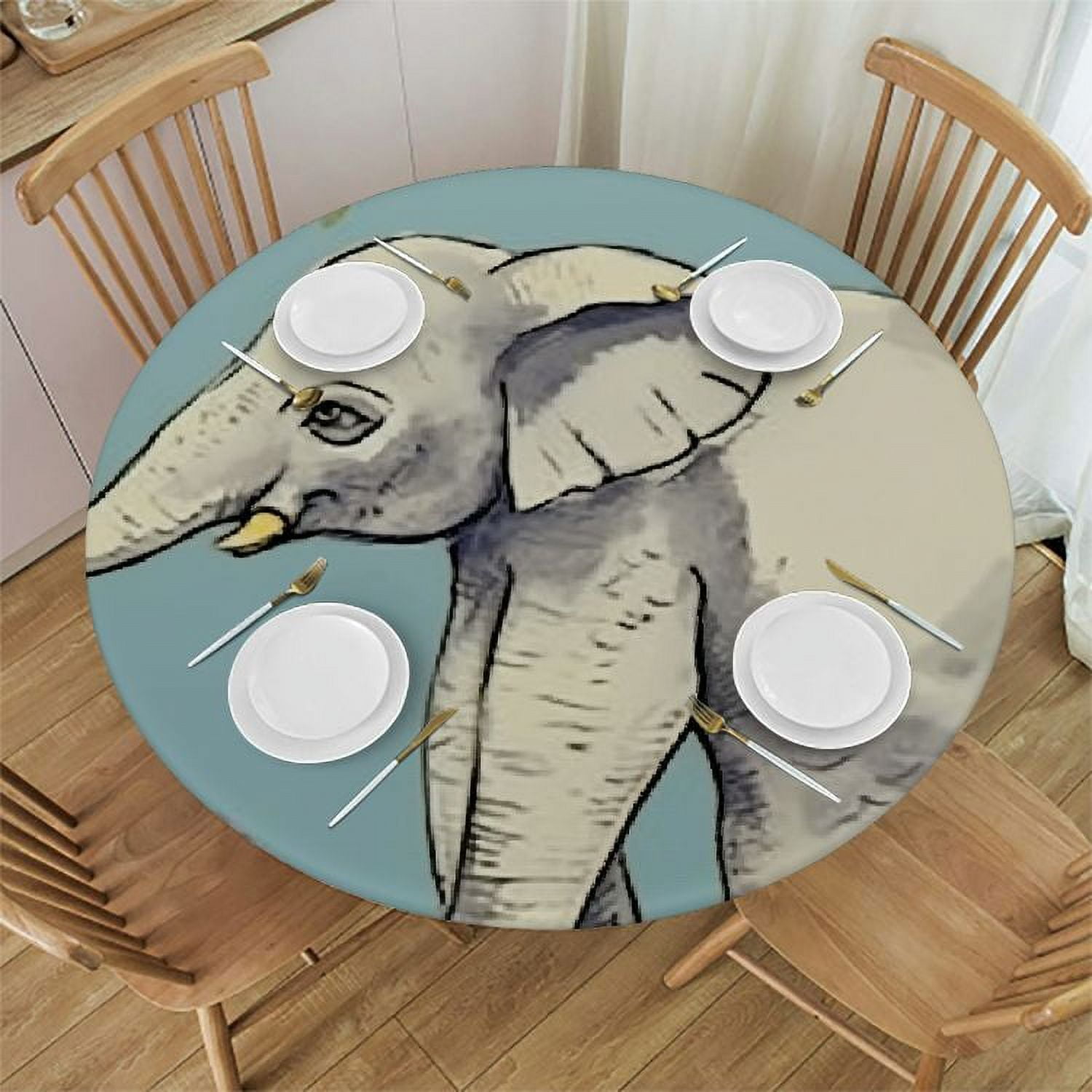 Ullo0ord Decorative Plate, Elephant Nursery Round Porcelain,Elephant ...