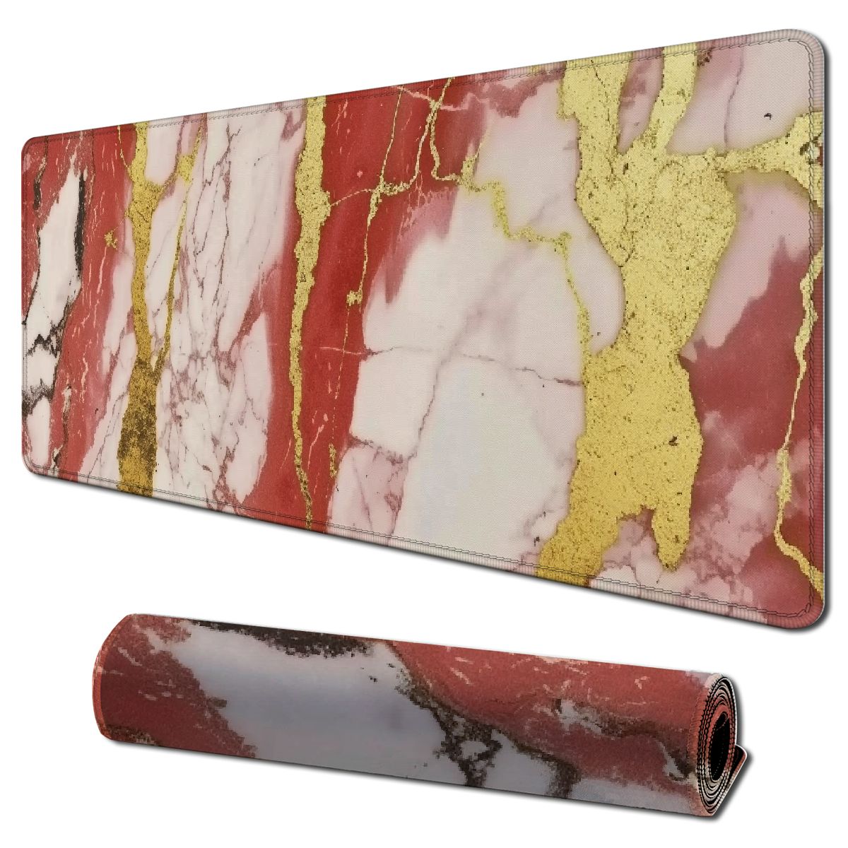 Ullo0ord Desk Mat Large , Blush Gold Desk Pad with Stitched Edges ...