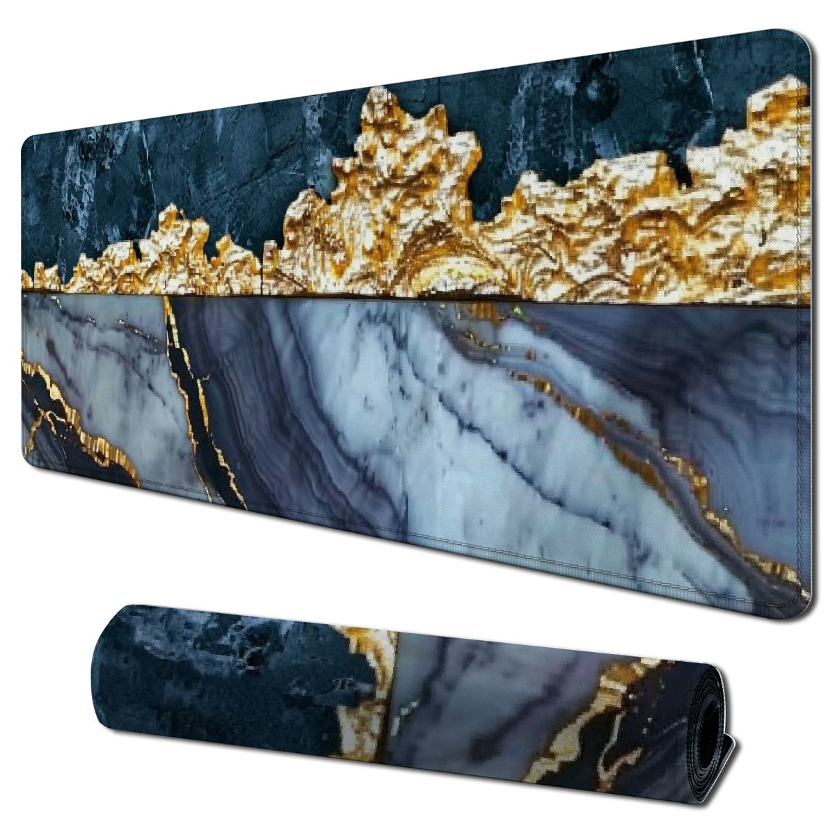 Ullo0ord Desk Mat Large Mouse Pads, Navy Blue Gold Marble Desk Pad with ...