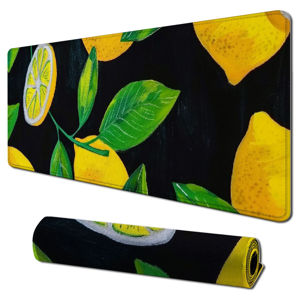 Ullo0ord Desk Mat Large Mouse Pads, Summer Yellow with Black Desk Pad ...