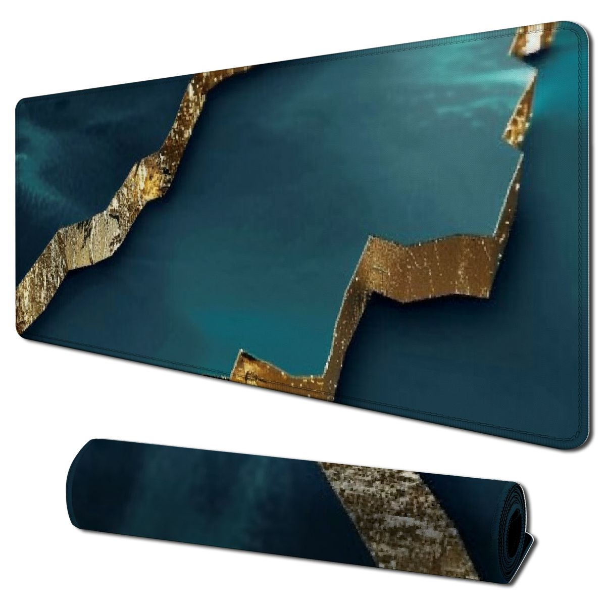 Ullo0ord Desk Mat Large Mouse Pads, Teal Aqua Blue Green Marble Gold ...