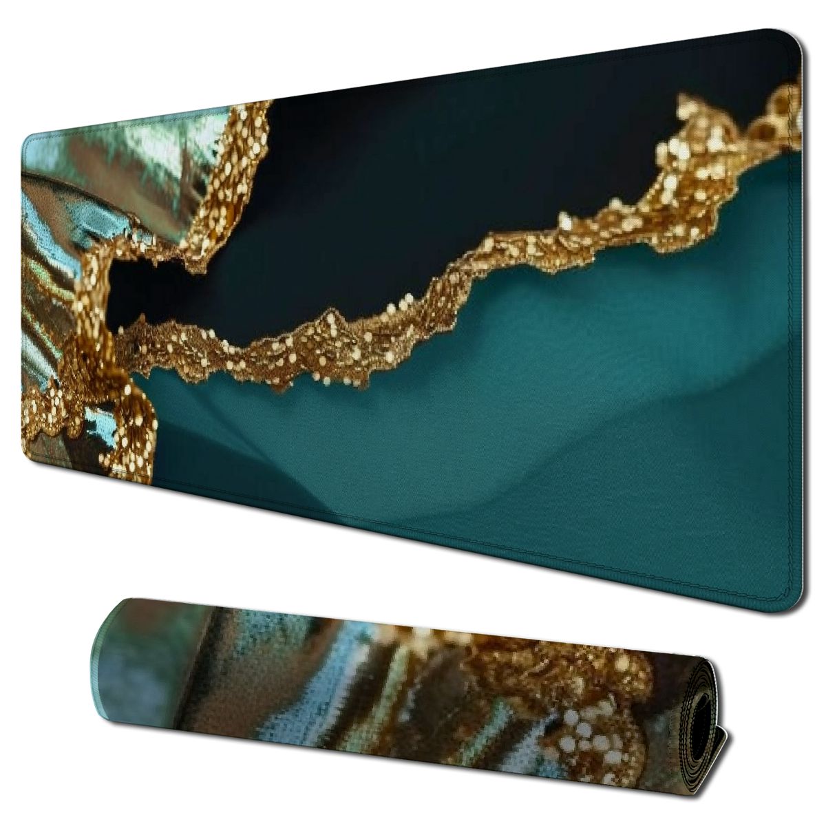 Ullo0ord Desk Mat Large , Teal Aqua Blue Green Marble Gold Desk Pad ...