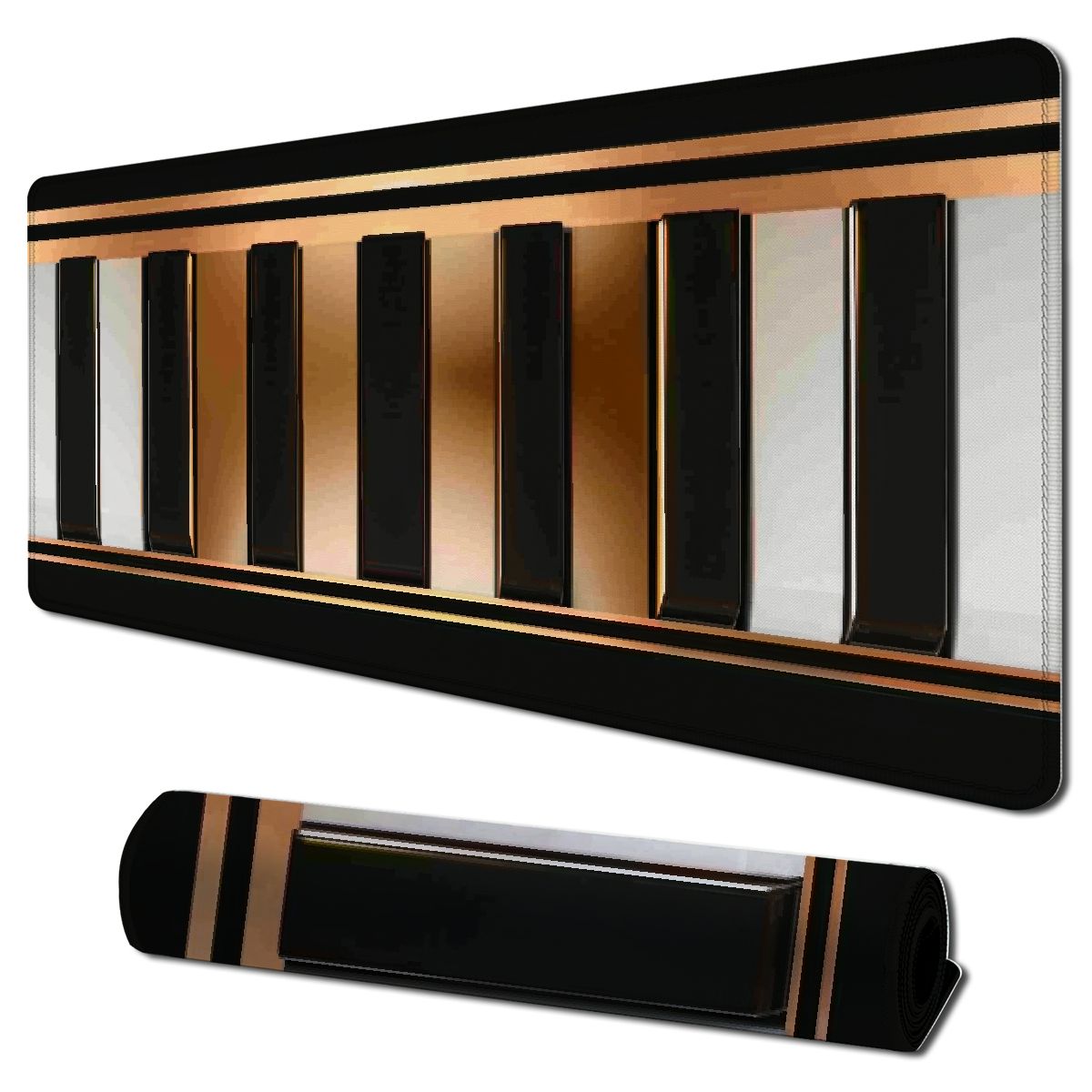 Ullo0ord Desk Pad Large Mouse Pads, Black and Golden Striped Desk Mat ...