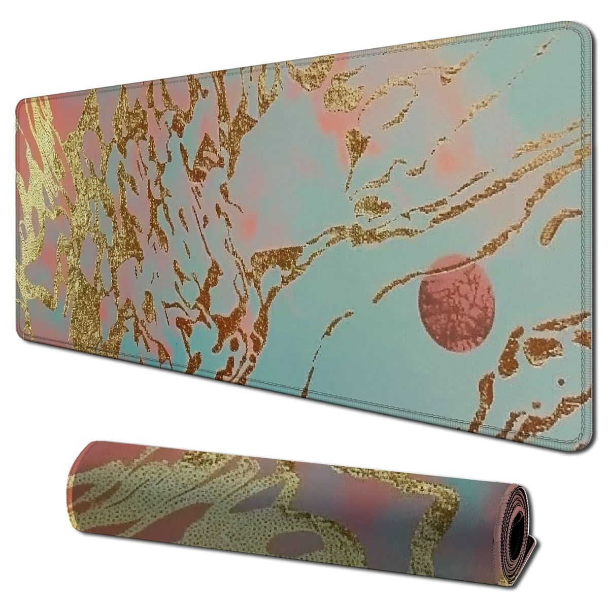 Ullo0ord Desk Pad Large Mouse Pads, Elegant Marble Mint Green Rose Gold ...