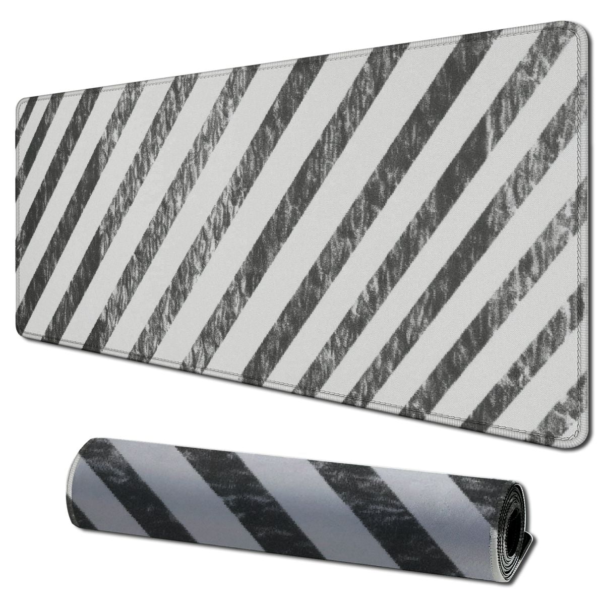Ullo0ord Desk Pad Large Mouse Pads, Elegant Silver Glitter Stripes ...