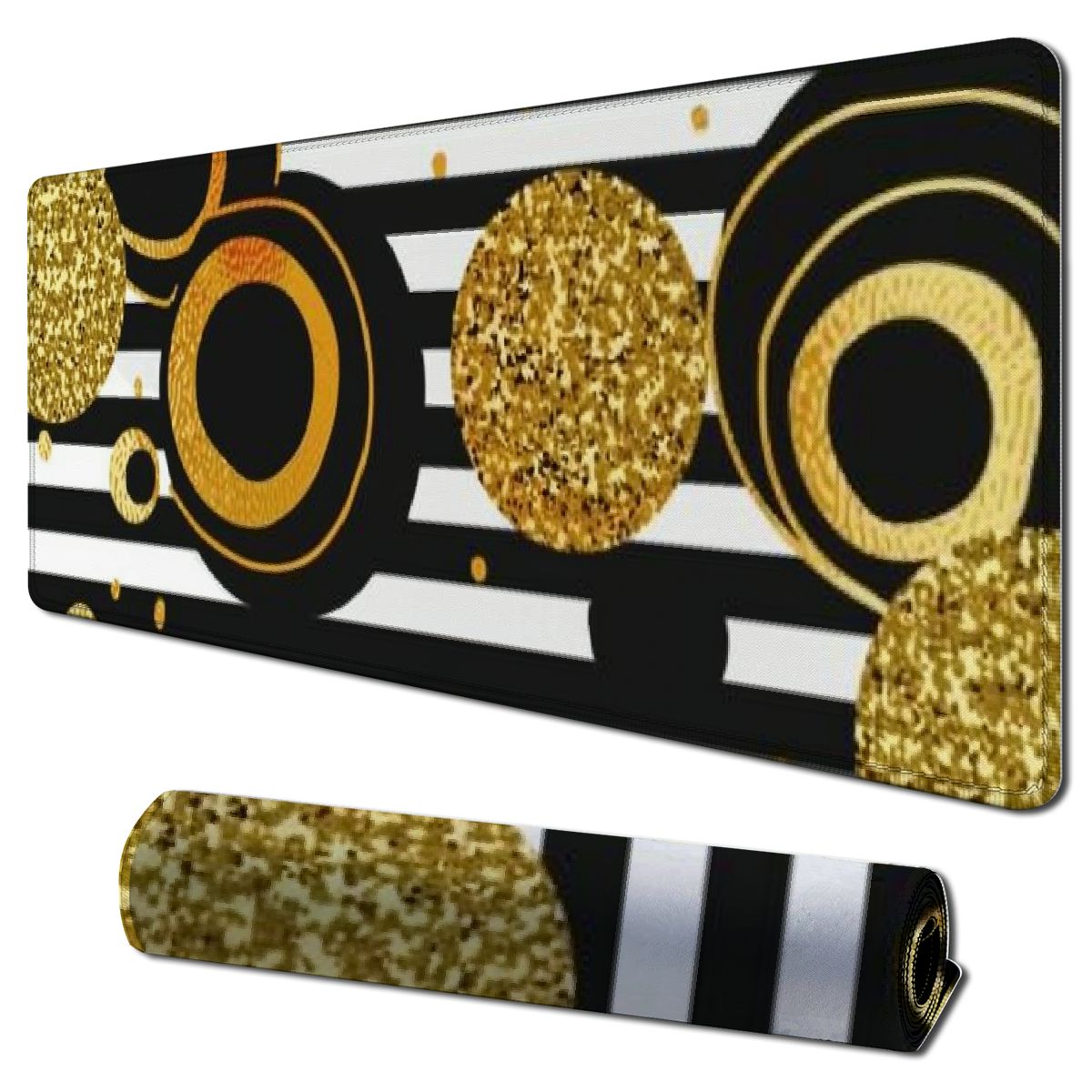 Ullo0ord Desk Pad Large Mouse Pads, Faux Dots Black White Stripes Desk ...