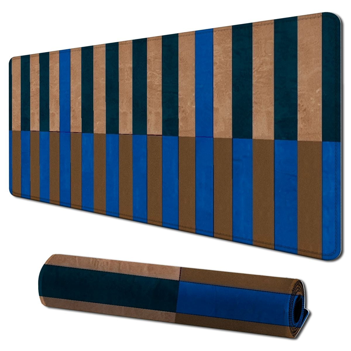 Ullo0ord Desk Pad Large Mouse Pads, Gold and Blue Stripes Geometric ...