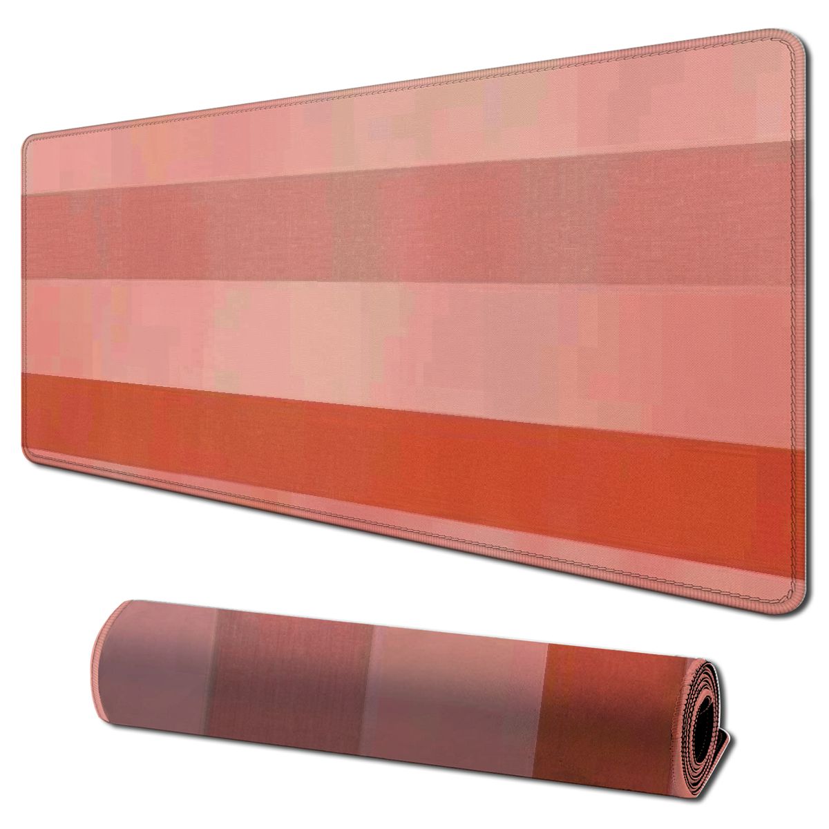 Ullo0ord Desk Pad Large Mouse Pads, Modern Coral Pink Textured Stripes ...