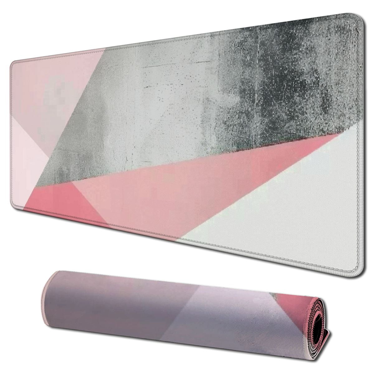 Ullo0ord Desk Pad Large Mouse Pads, Modern Faux Silver Pink Geometric ...