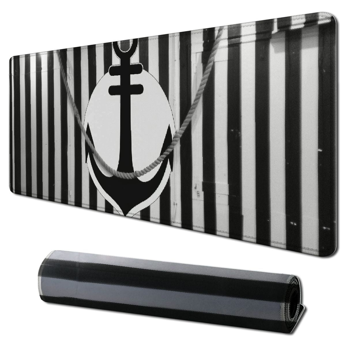 Ullo0ord Desk Pad Large Mouse Pads, Nautical Anchor with Rope Black and ...