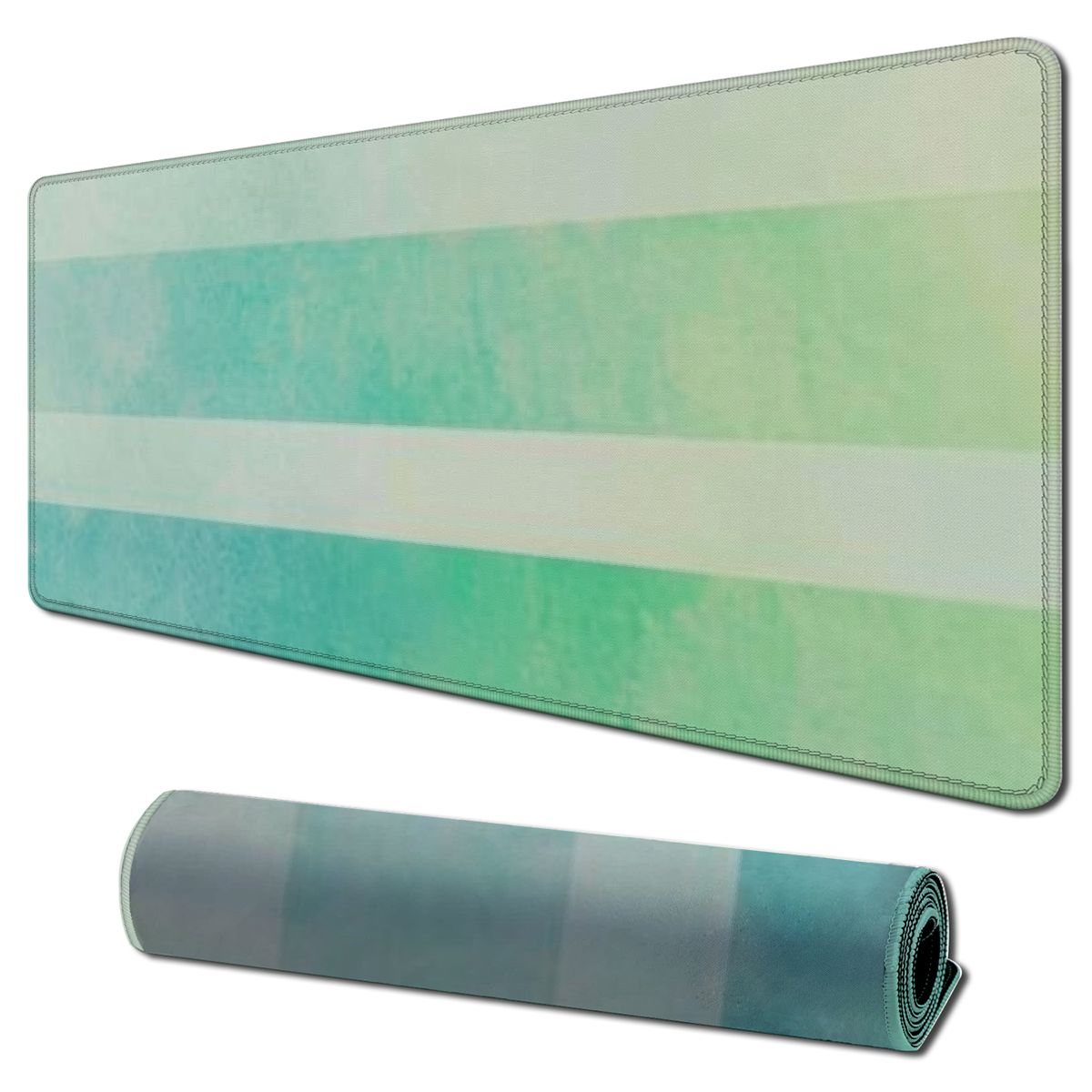 Ullo0ord Desk Pad Large Mouse Pads, Rainbow Stripes Aqua Green Desk Mat ...