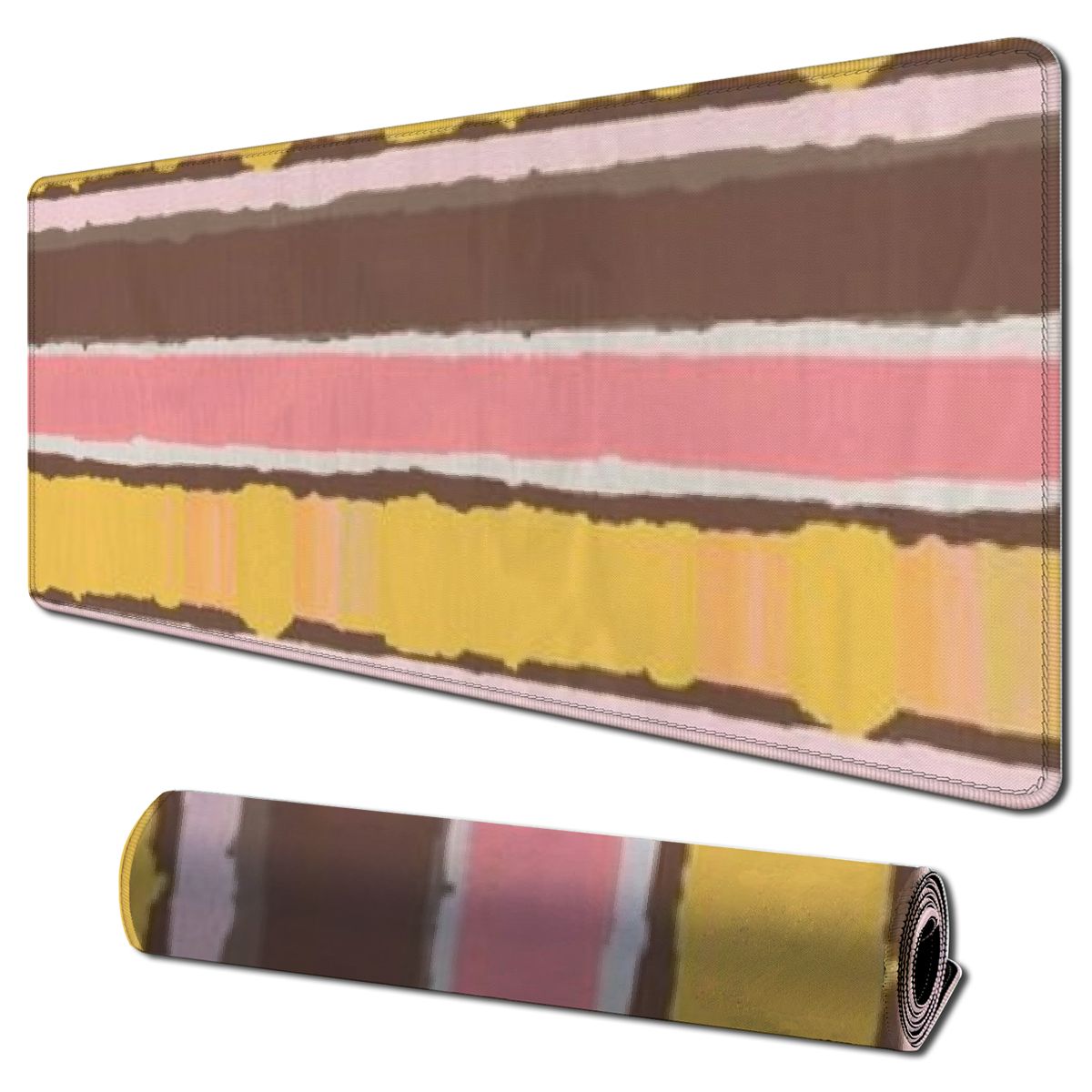 Ullo0ord Desk Pad Large Mouse Pads, Yellow Pink Coffee Brown Stripes ...