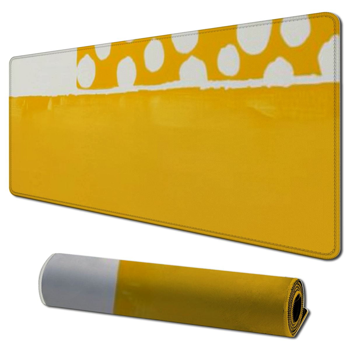 Ullo0ord Desk Pad Large Mouse Pads, Yellow & White Geometric Pattern ...