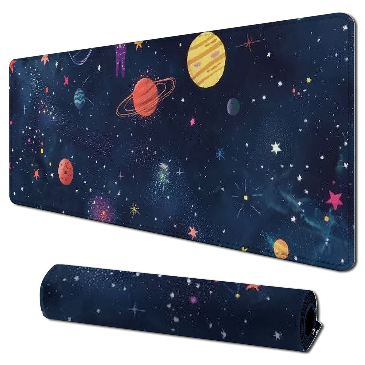 Ullo0ord Doodles Cartoon Space Planets Cosmonauts Stars Large Mouse Pad ...